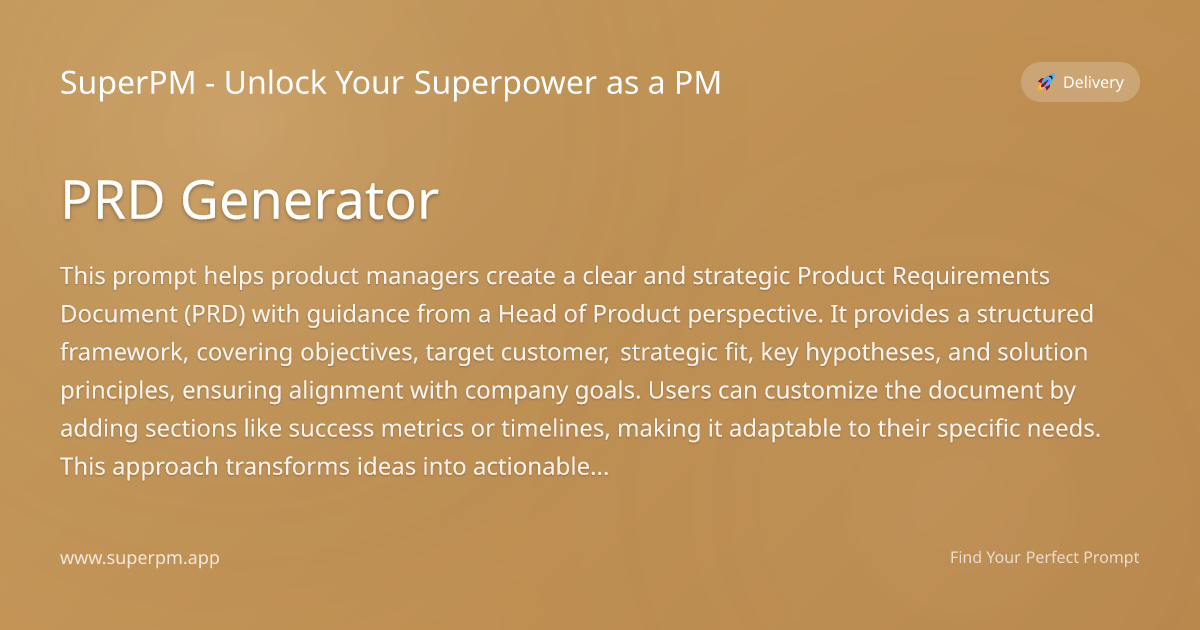PRD Generator | SuperPM | SuperPM